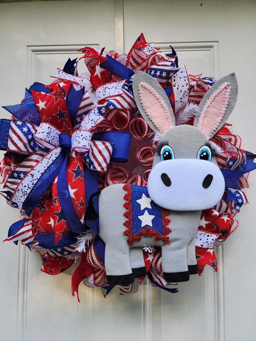 Patriotic Wreath Door Decor, American Wreath, Democrat Wreath, Donkey ...