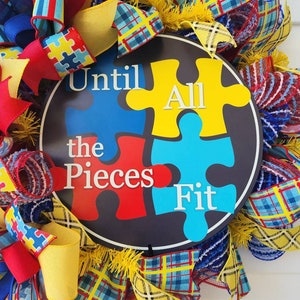 Autism Awareness Wreath, Puzzles Fit, Door Hanger, Wall Hanging - Etsy