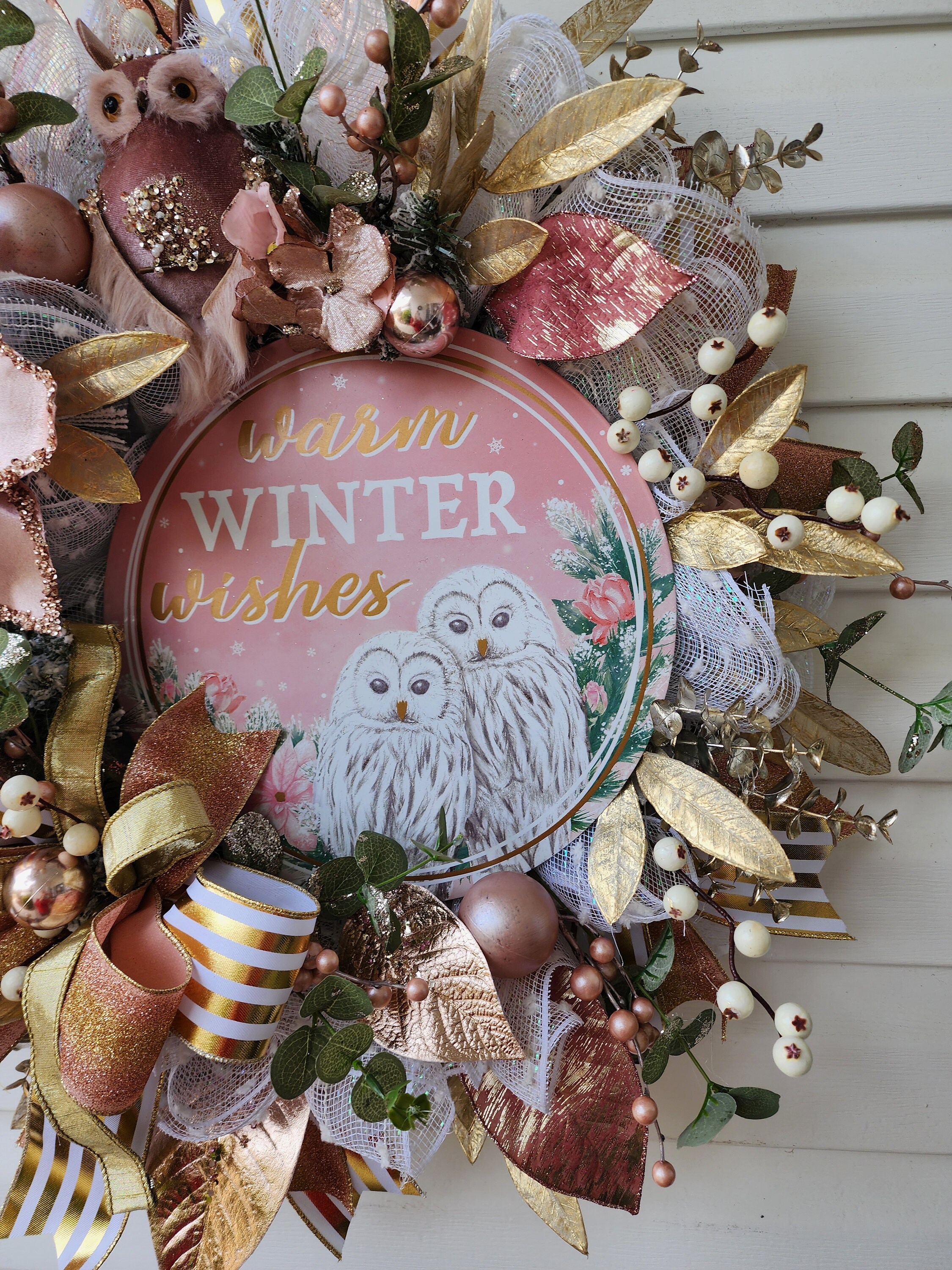 Christmas Winter Snow Owl Front Door Decor, Door Hanging Wall Hanger - Etsy