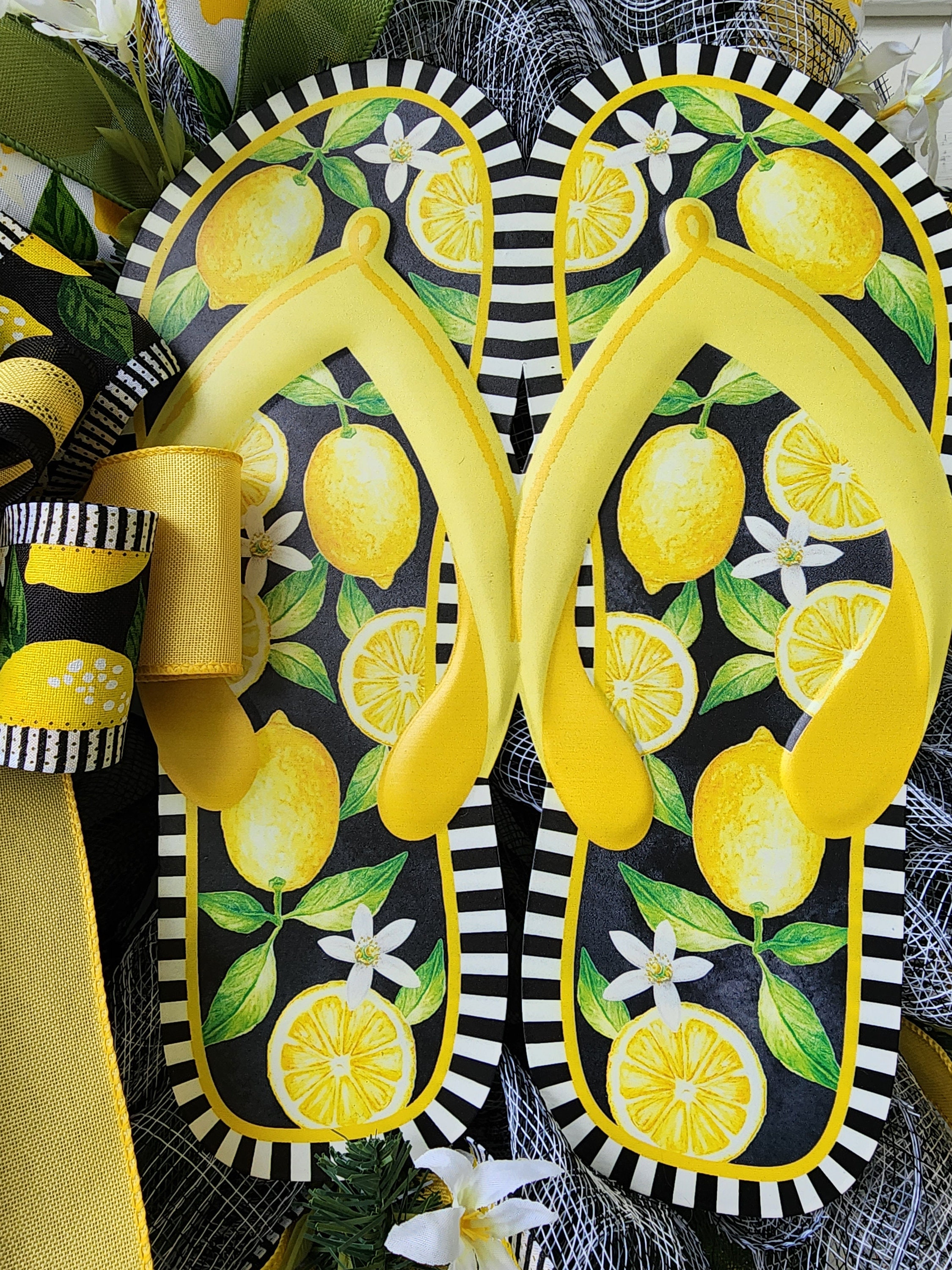 Lemon Flip Flop Summer Wreath Farmhouse Fruit Door Hanger - Etsy