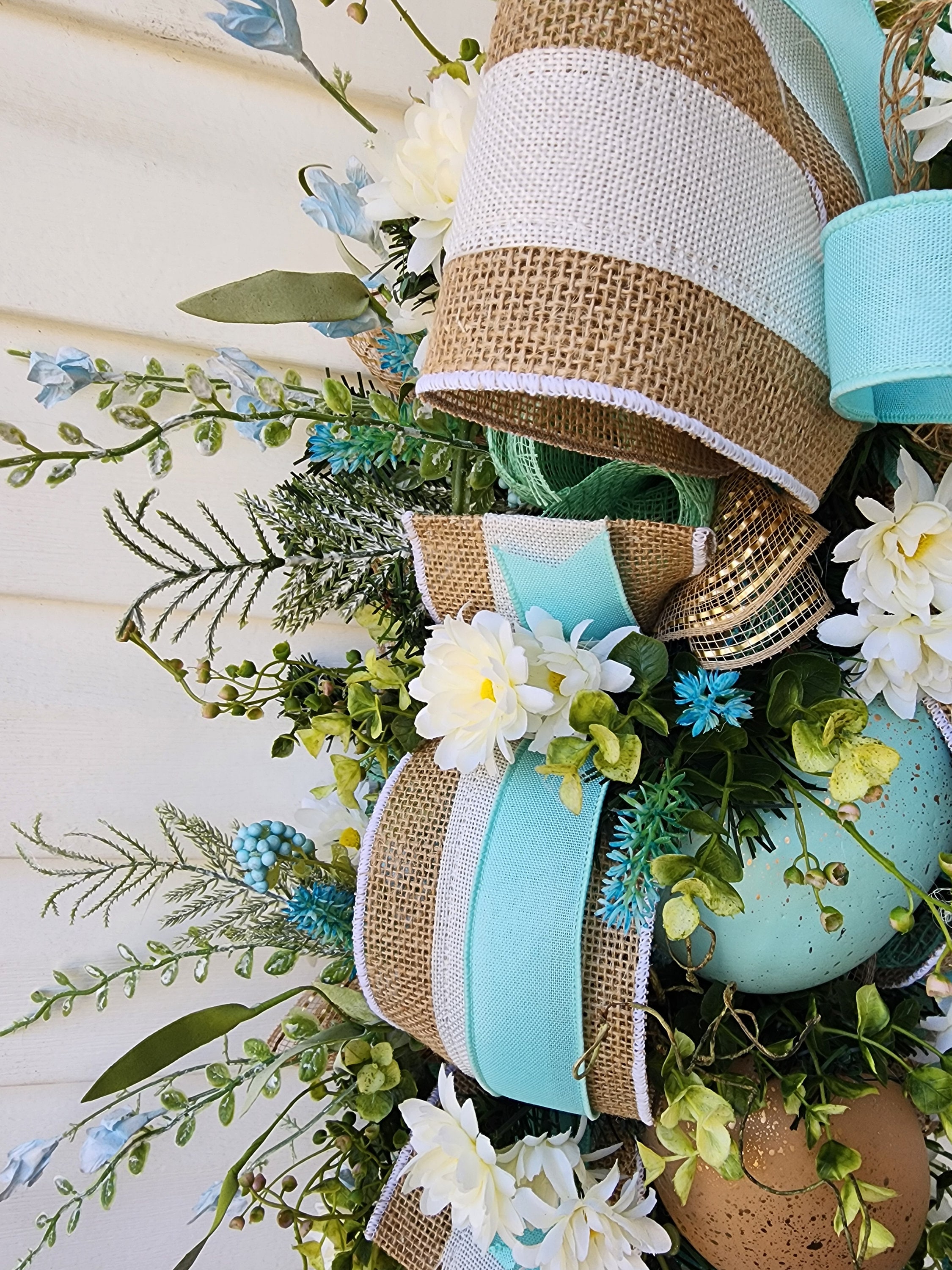 Easter Egg Floral Swag: Spring Door Hanger, Wall Decor - Etsy