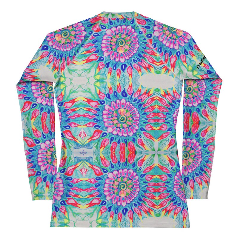 Womens Rash Guard Flower of Life Colorful Beachwear Mandala Surfwear ...