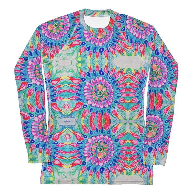 Womens Rash Guard Flower of Life Colorful Beachwear Mandala Surfwear ...