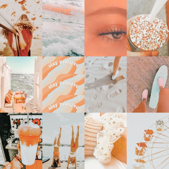 Art And Collectibles Peach Vsco Wall Collage Beach Wall Prints Peach Wall