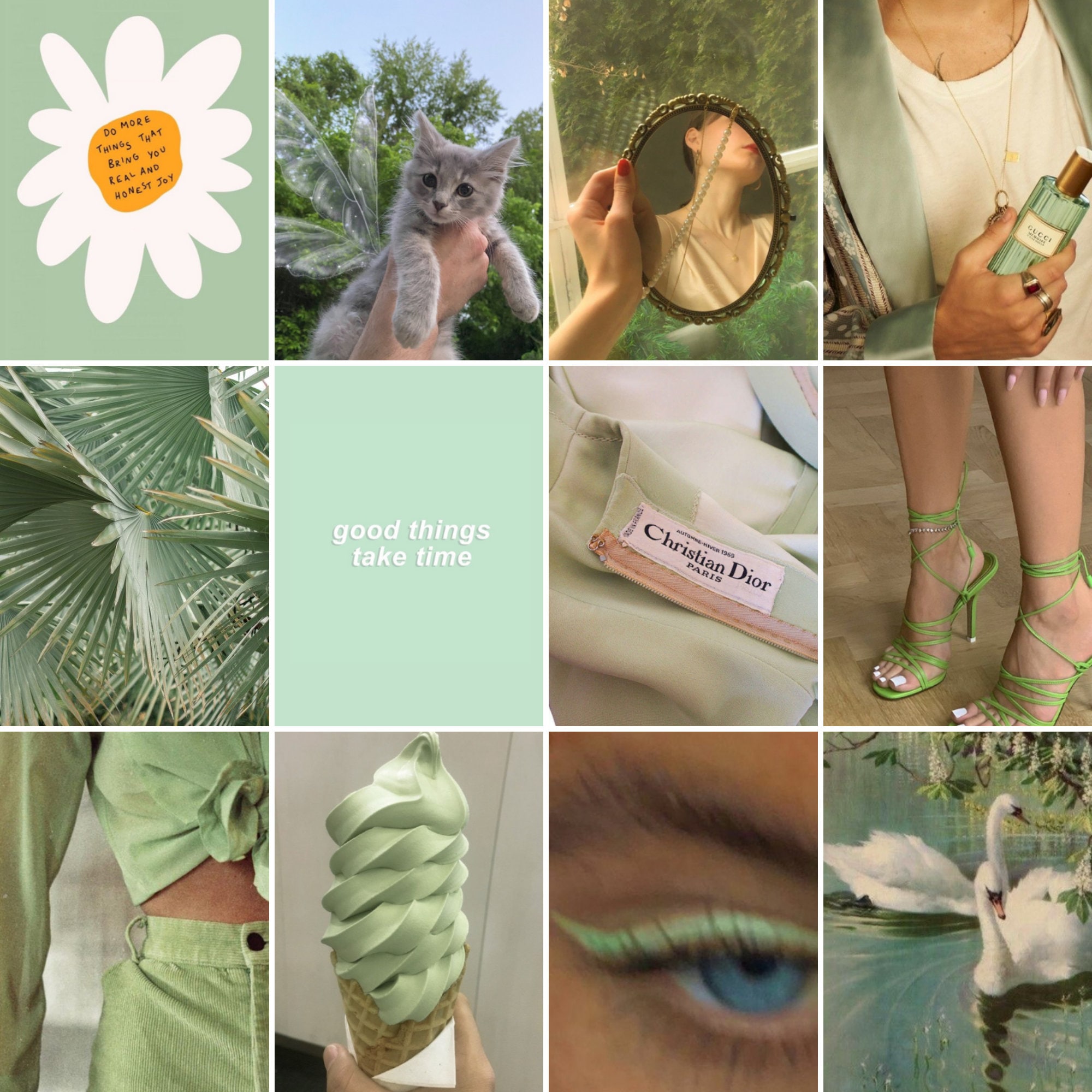 Light Green Wall Collage Kit Green Aesthetic Wall Collage - Etsy