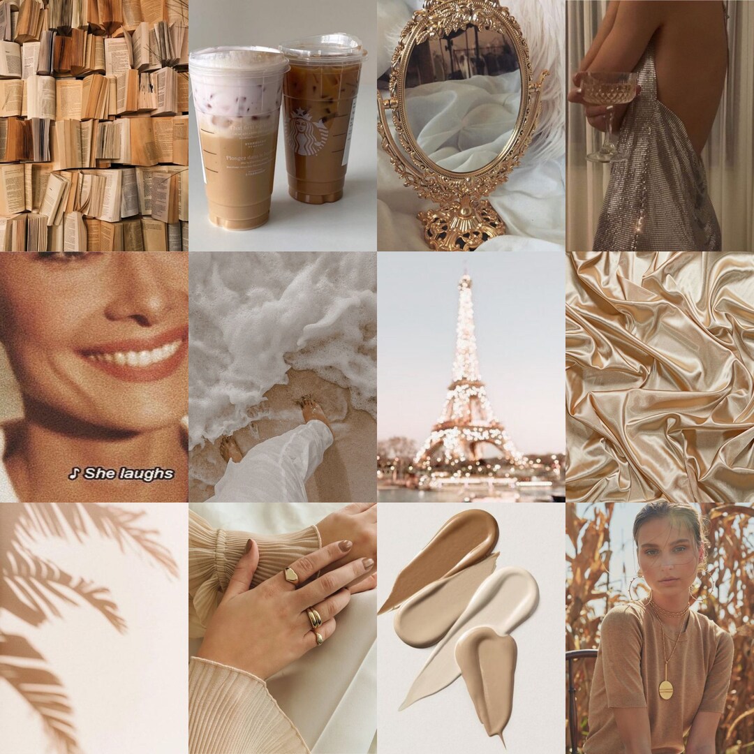 Beige Dreams Aesthetic Wall Collage, Beige Boujee Wall Collage Kit ...