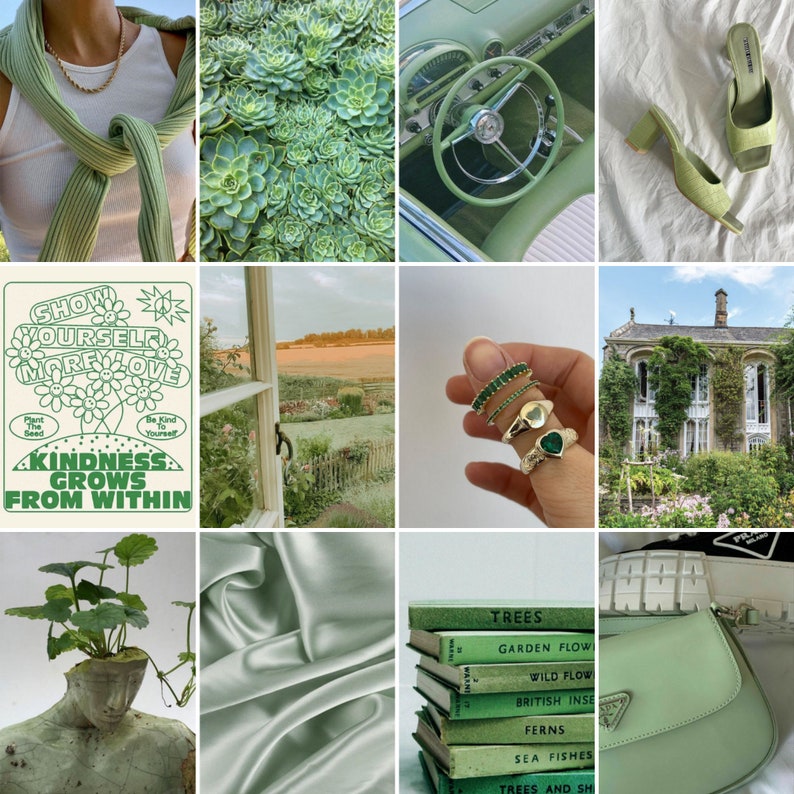 Light Green Wall Collage Kit Green Aesthetic Wall Collage - Etsy