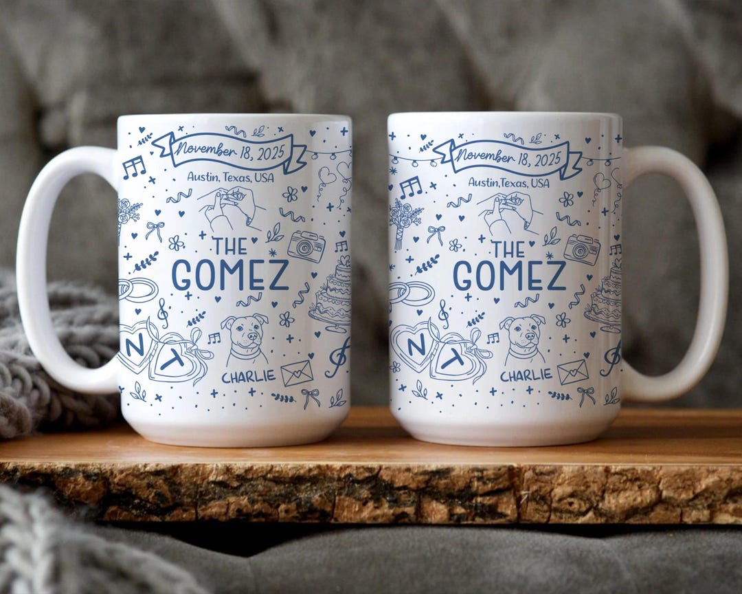 Personalized Bridal Mug With Names, Wedding Date Gift for Couple, Bride ...
