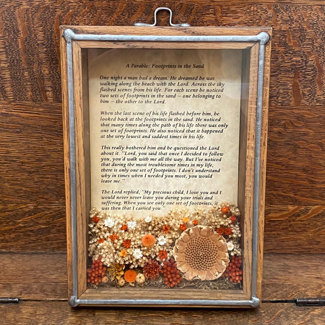 Vintage Paper Quilling Framed Wall Art Footprints Shadow Box Flowers ...