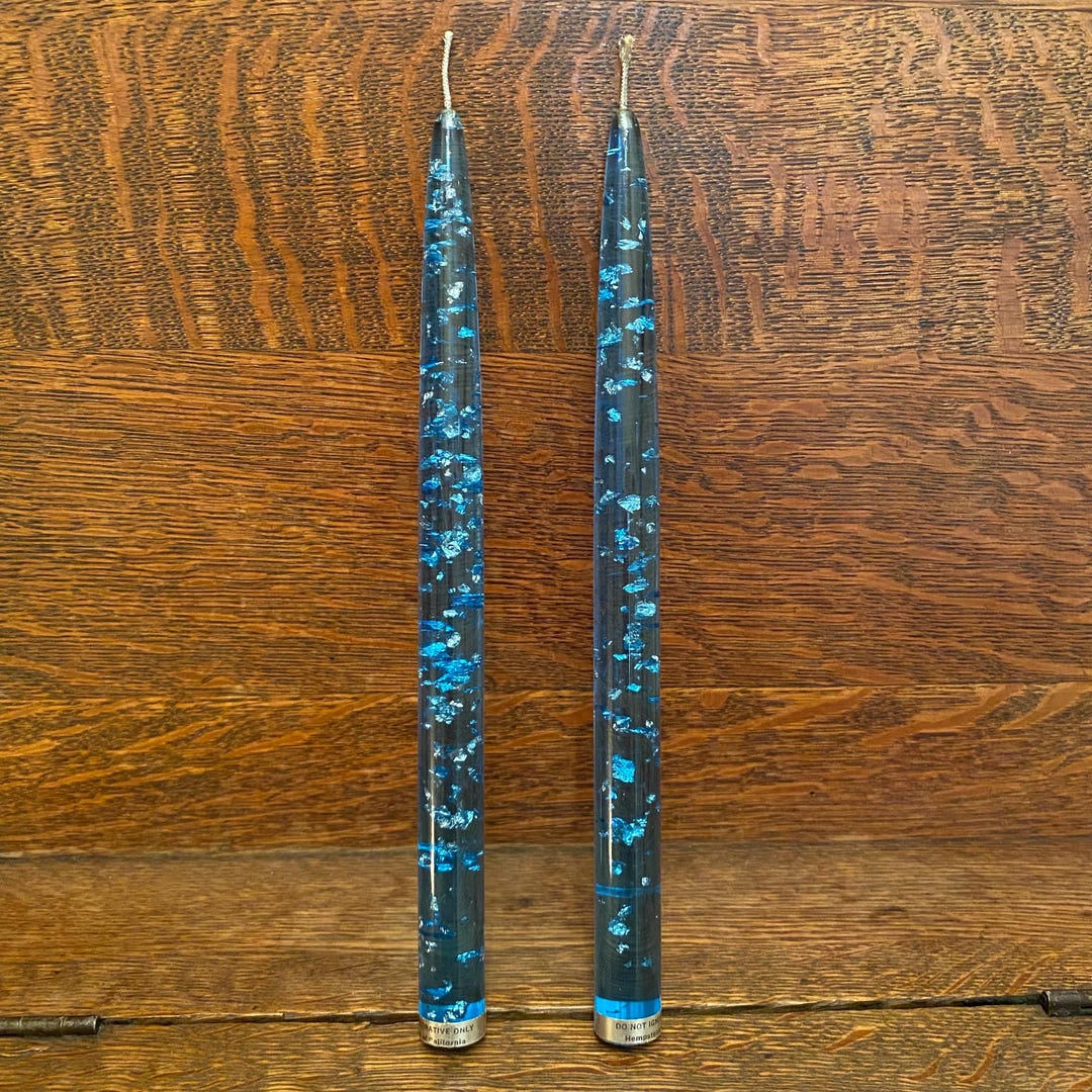 MCM Vintage Dark Blue Lucite Candles W/ Silver Flakes - Etsy