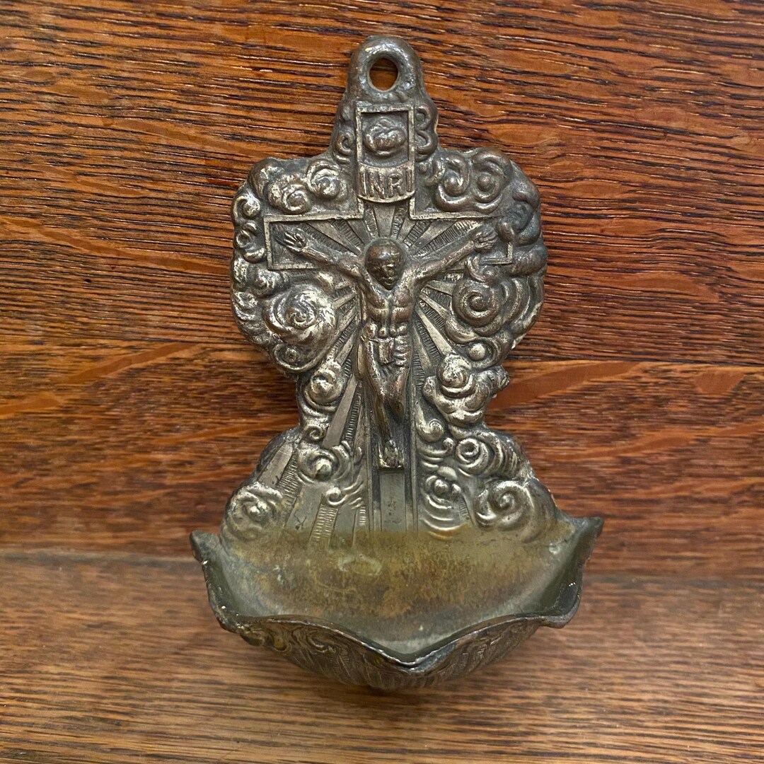 Vintage Holy Water Metal Font Holder Jesus Crucifix - Etsy UK