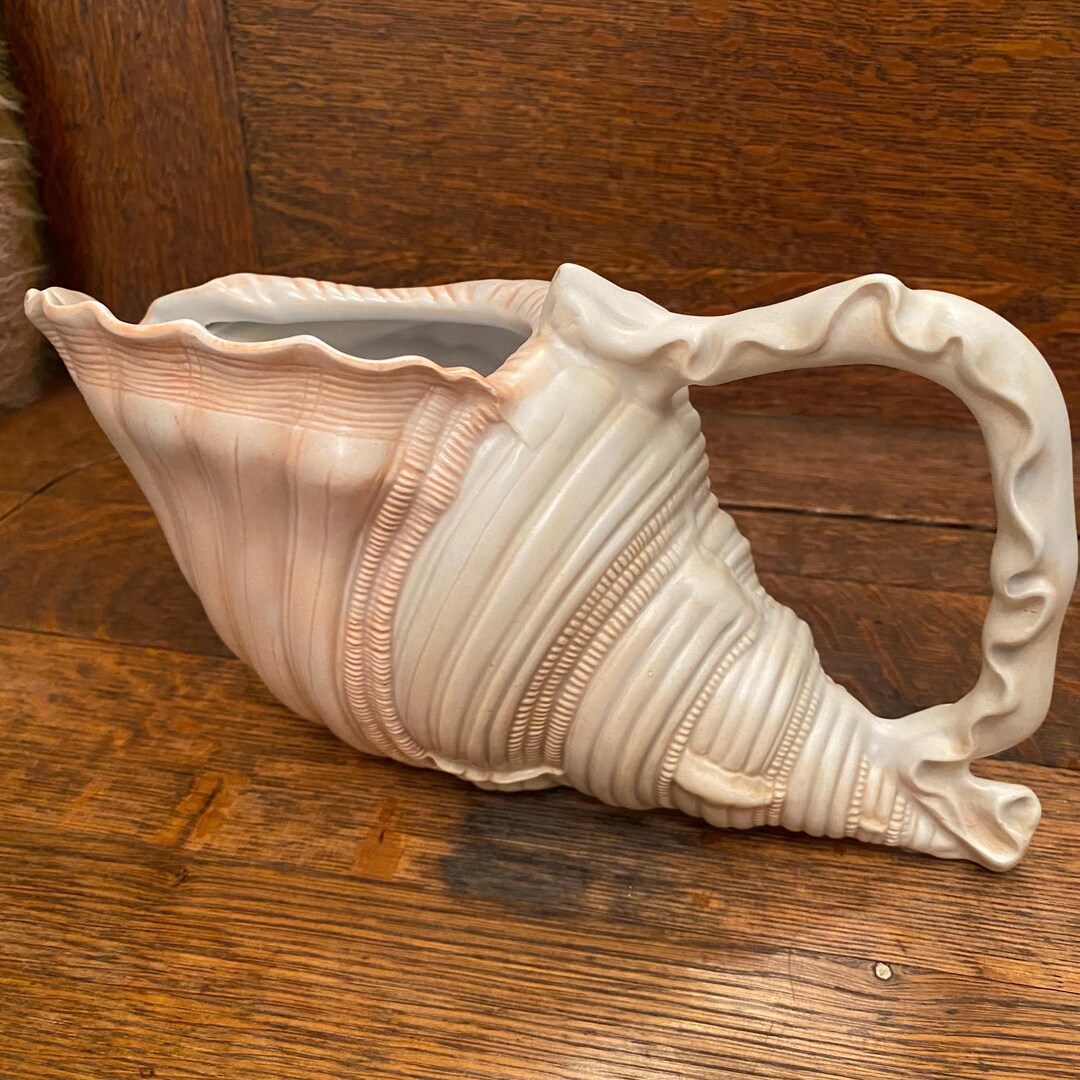 Vintage Otagiri Shell Cream Pitcher Pink White Porcelain 1996 Beach ...