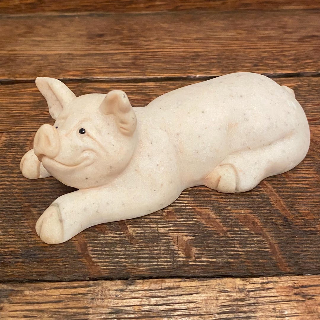 Quarry Critters Pig Figurine Stone Statue Sculpture 1999 Second Nature ...