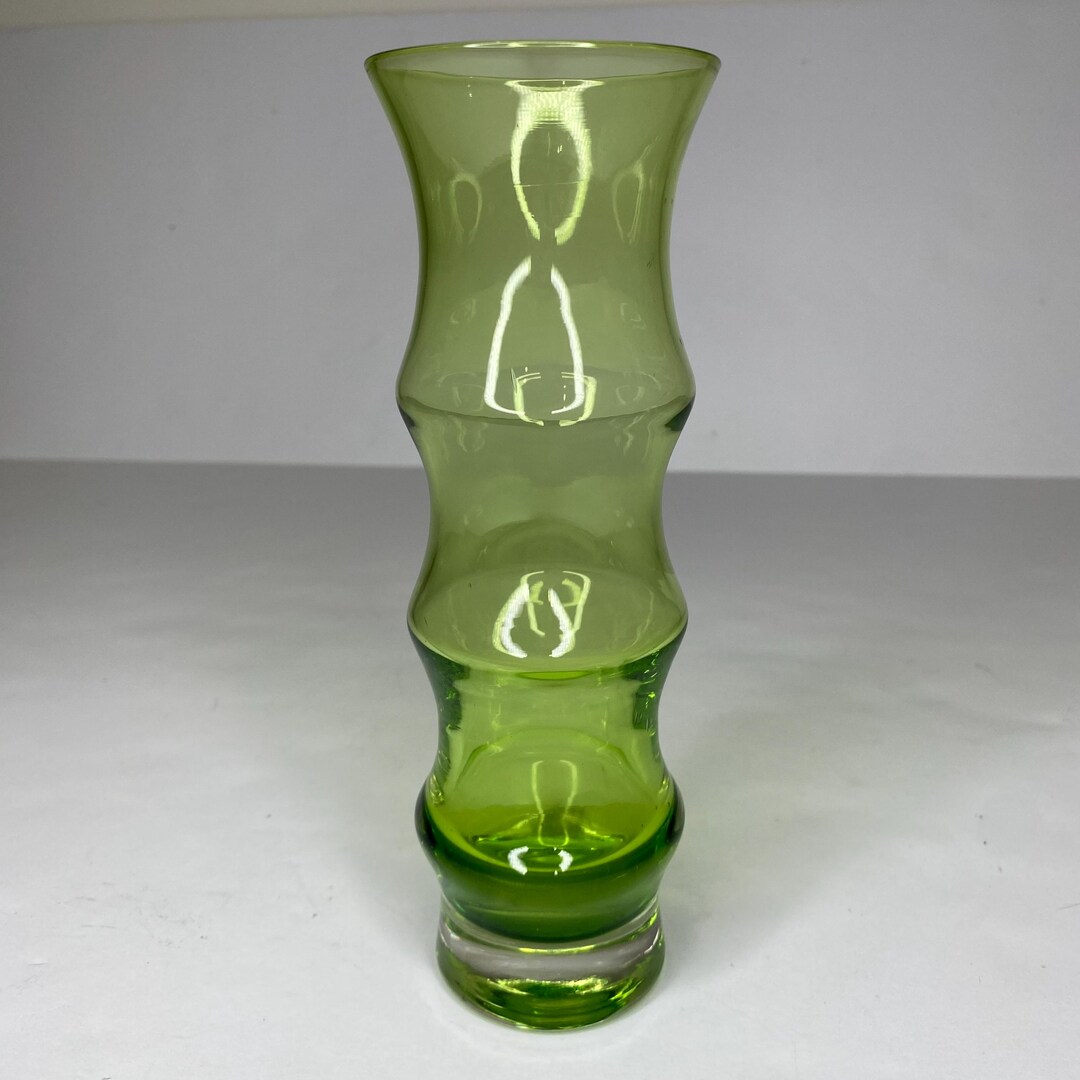 Vintage Green Bamboo Shaped Glass Flower Plant Vase 8” - Etsy