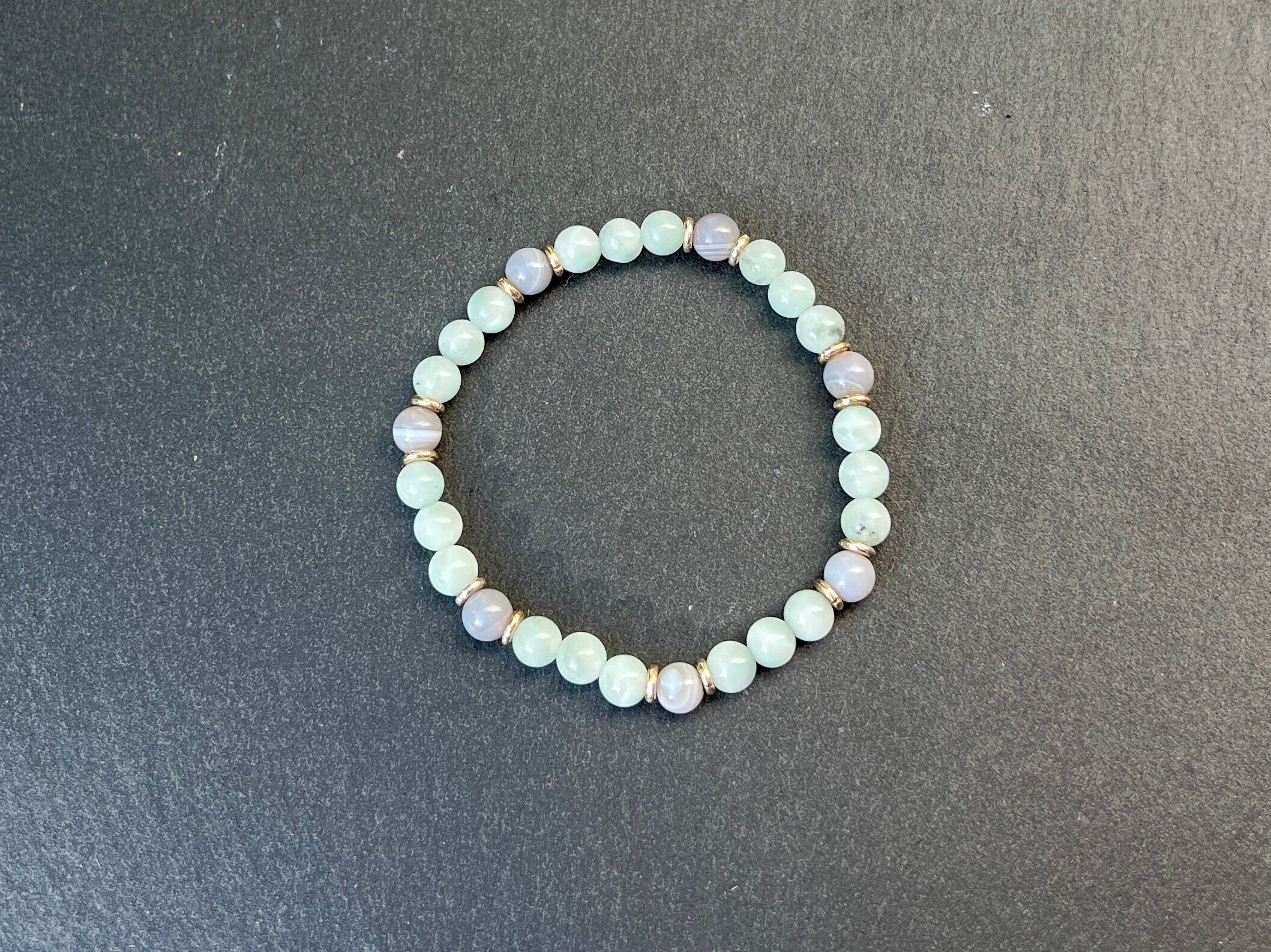 Crystal Bracelet Green Moonstone Aka Green Angelite & Gray Agate ...