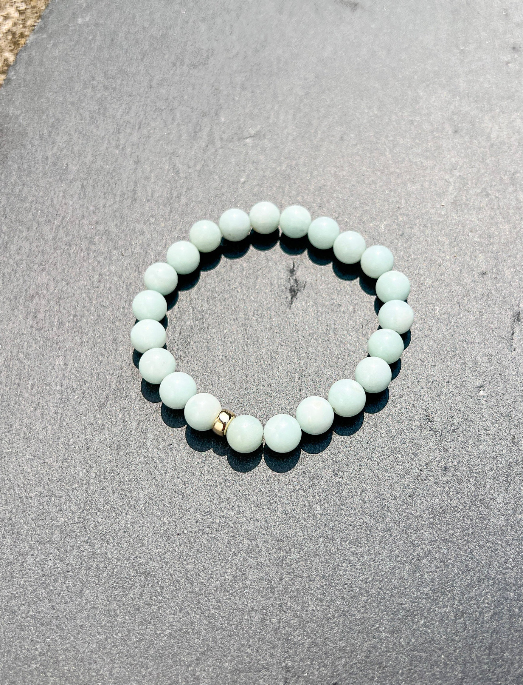 Amazonite Gemstone Bracelet 8mm | Crystal Beaded Bracelet | Pale Blue ...