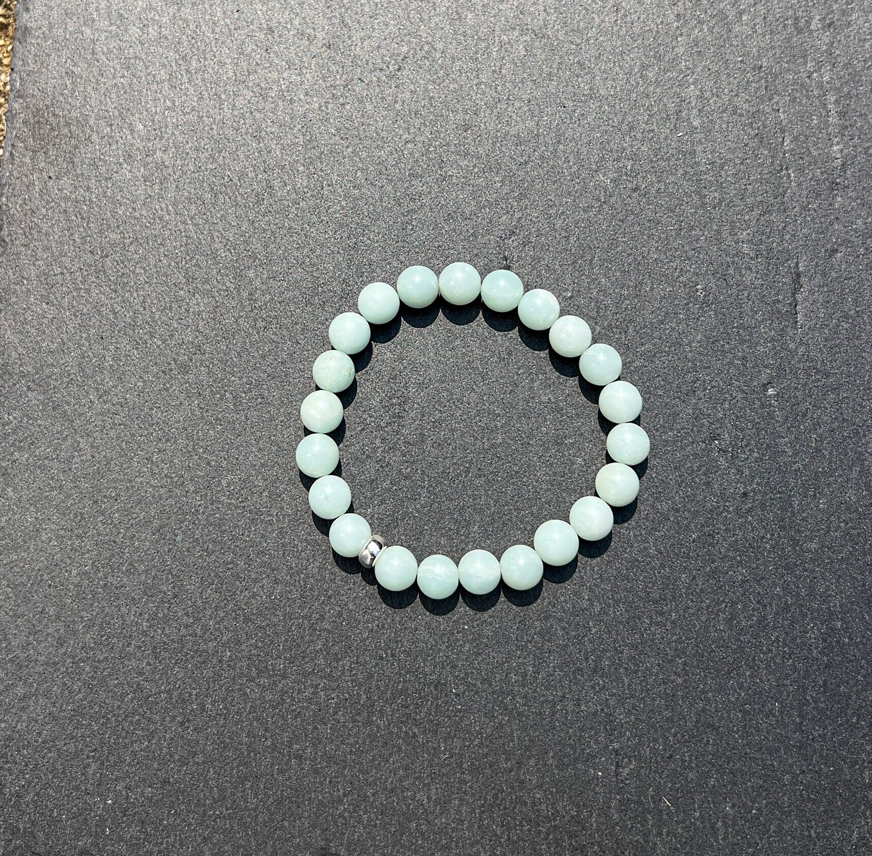 Amazonite Gemstone Bracelet 8mm | Crystal Beaded Bracelet | Pale Blue ...