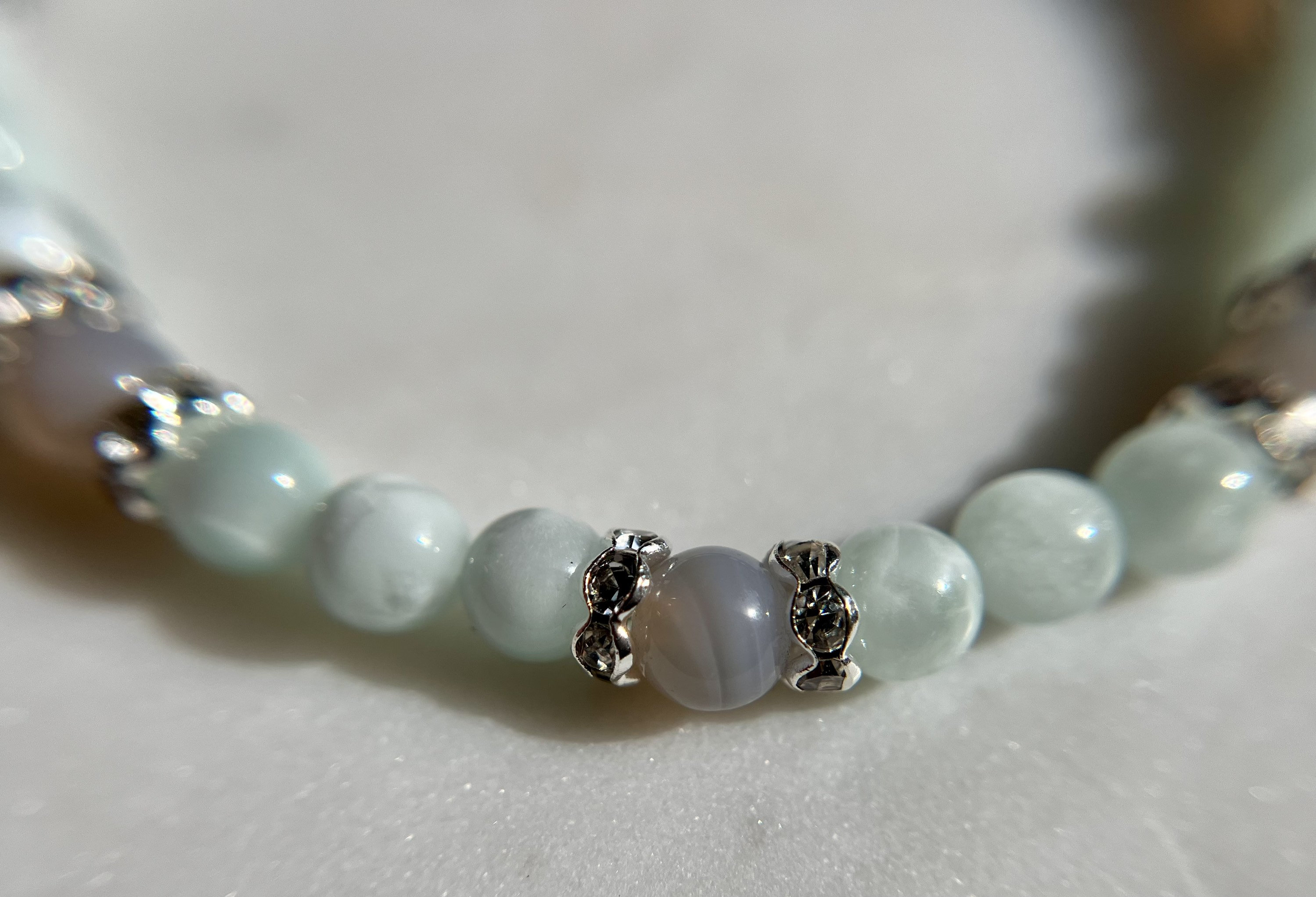 Crystal Bracelet Green Moonstone Aka Green Angelite & Gray Agate ...