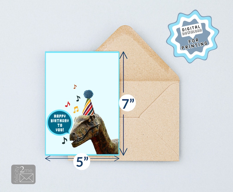 Raptor Dinosaur Birthday Card, Digital Download for Printing - Etsy Canada