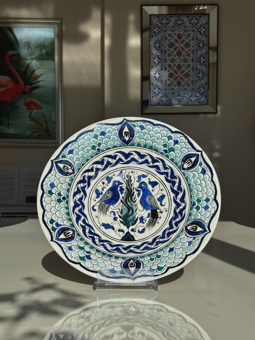 Turkish Handmade Tile Plate, Cini Ceramic Art, Traditional Decorative ...