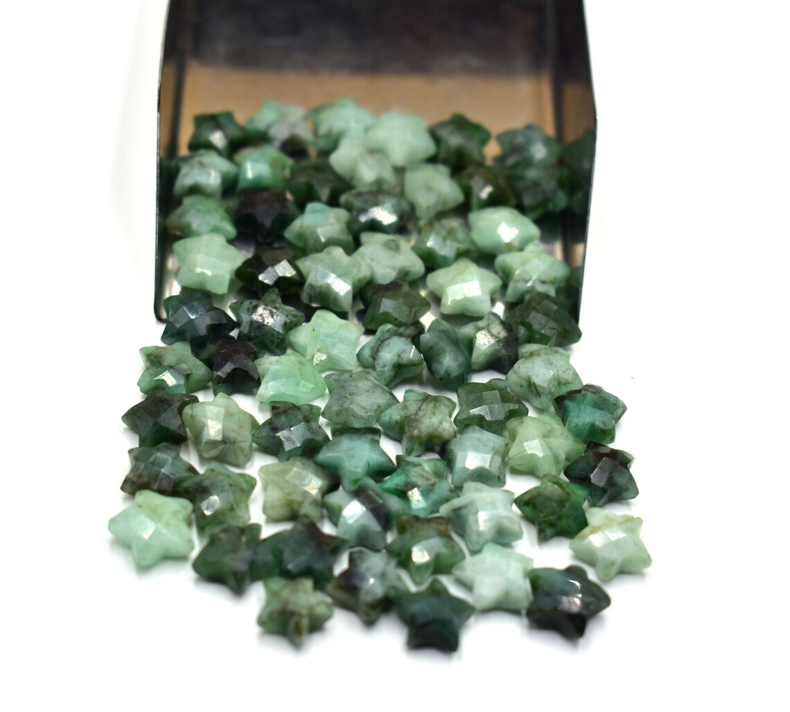 Natural Emerald Faceted Star Shape Loose Gemstone Emerald | Etsy