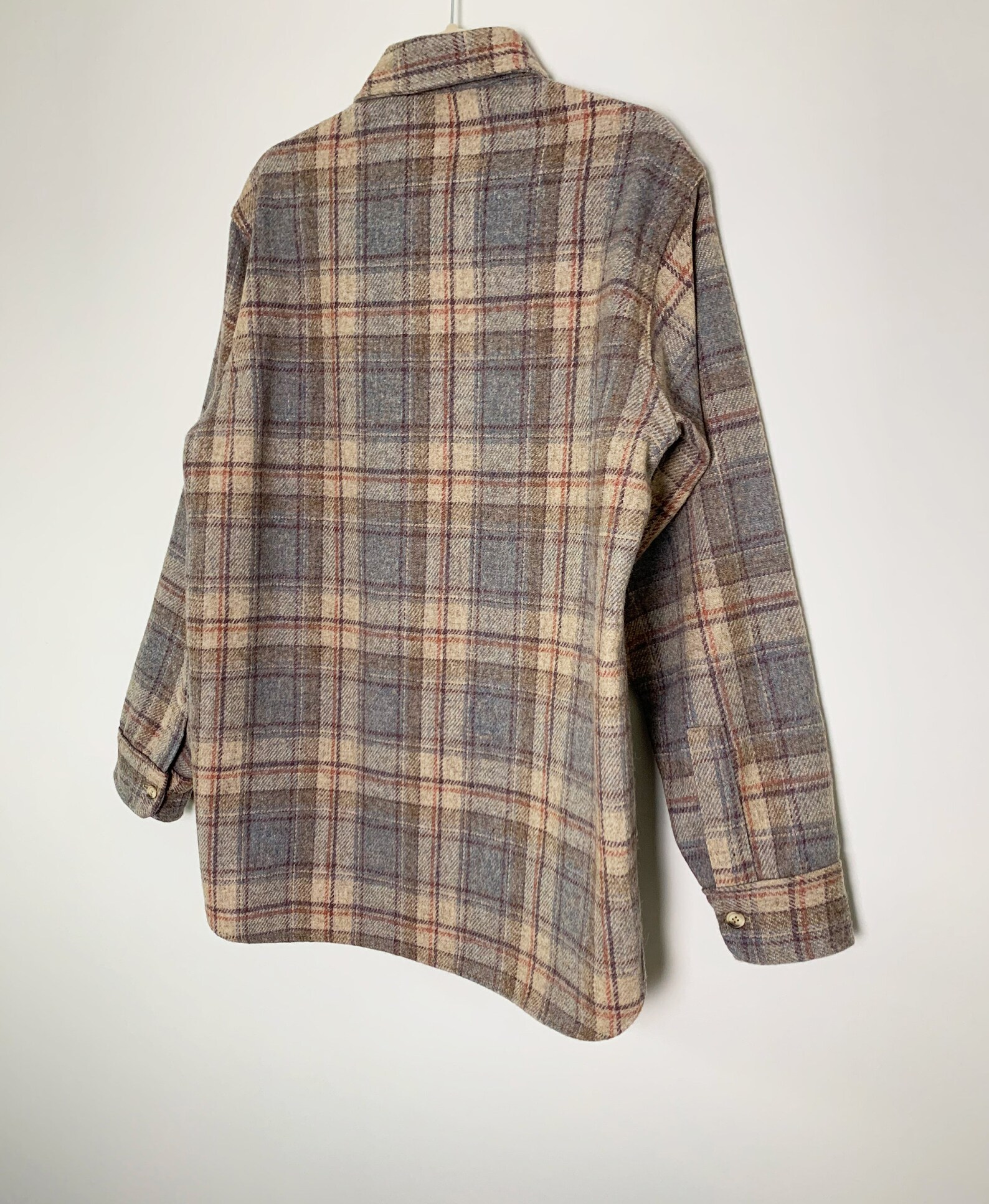 Vintage 60s Woolrich Earth Tone Plaid Flannel Button Down Shirt Made in ...