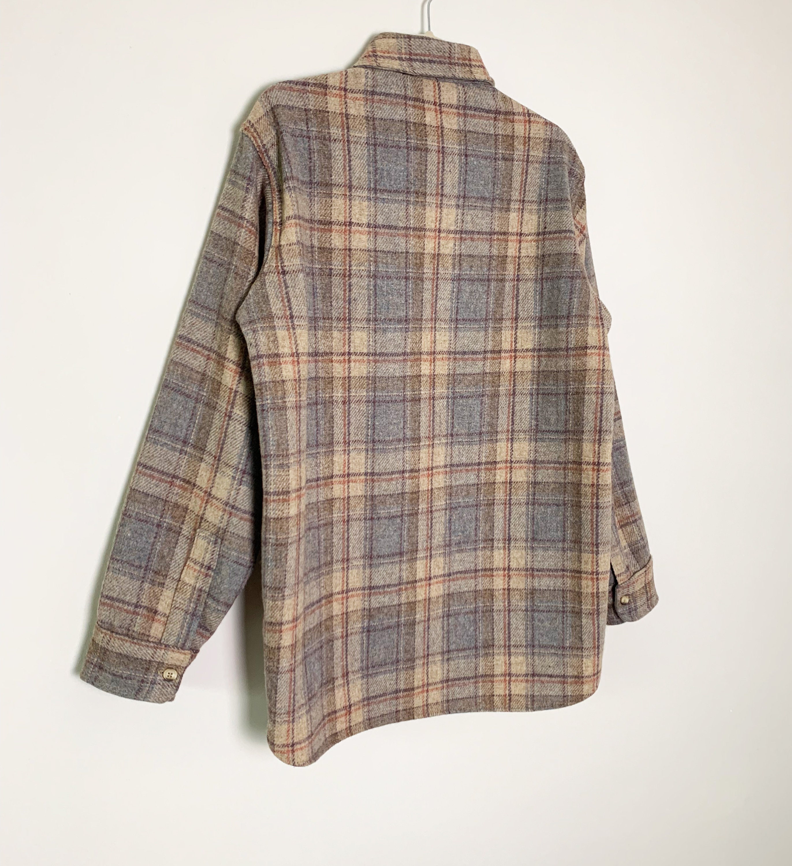 Vintage 60s Woolrich Earth Tone Plaid Flannel Button Down Shirt Made in ...