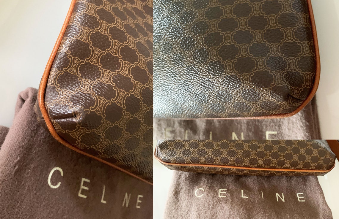 Vintage Early 2000s Authentic Celine Macadam Crossbody Bag Leather Trim ...