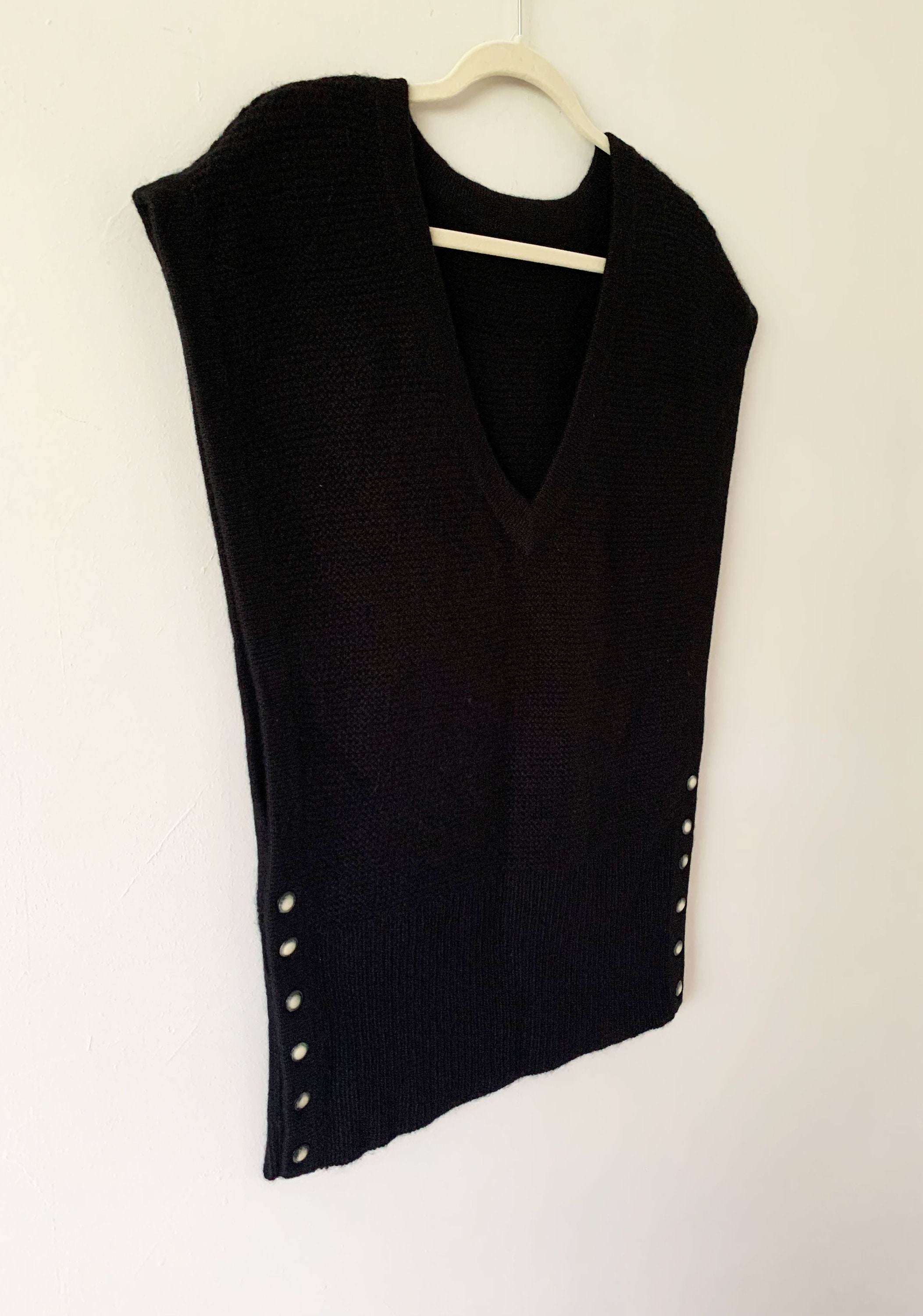 Early 2000s Black Cashmere V-neck Sweater Vest Button Closure on Each ...
