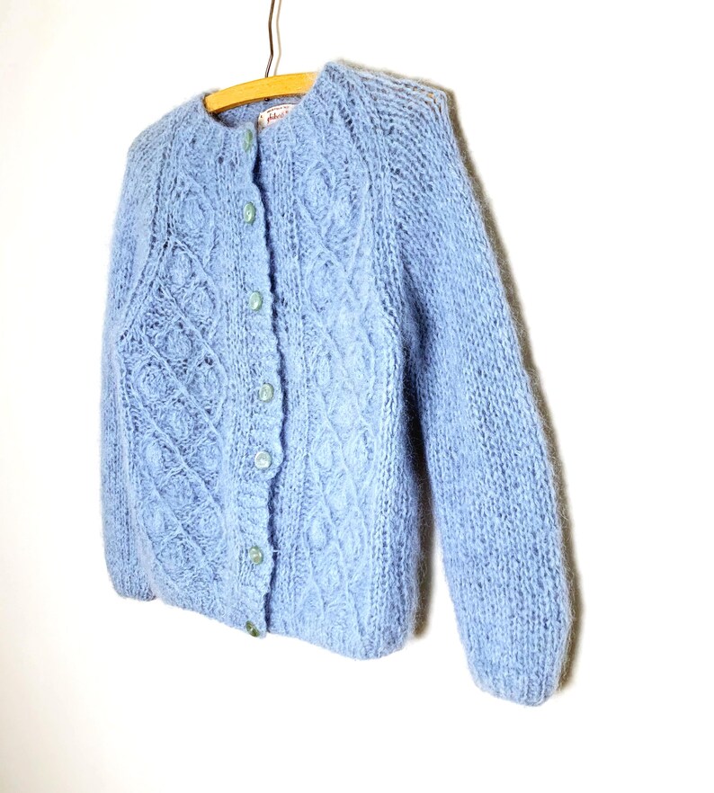 Vintage 60s Soft Blue Fuzzy Mohair Cardigan Made in Italy - Etsy