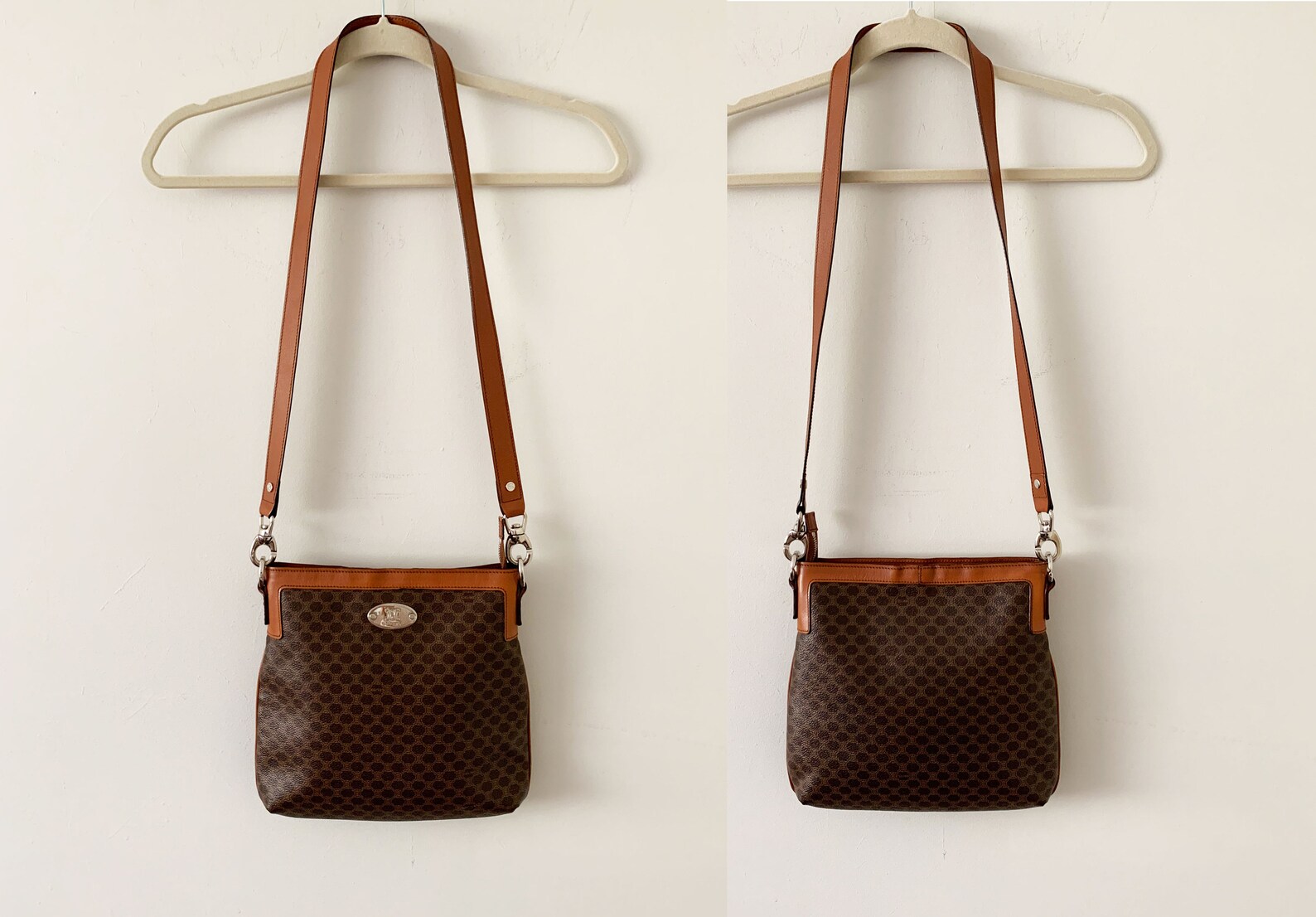 Vintage Early 2000s Authentic Celine Macadam Crossbody Bag Leather Trim ...