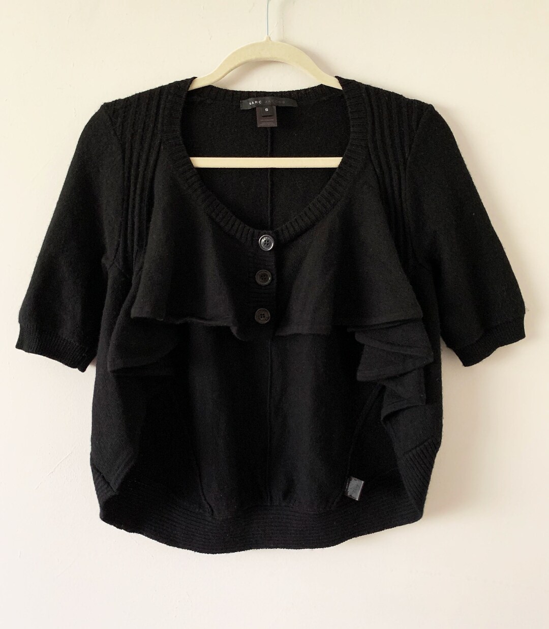 Vintage Early 2000s Marc by Marc Jacobs Black Knitted Cardigan Sweater ...