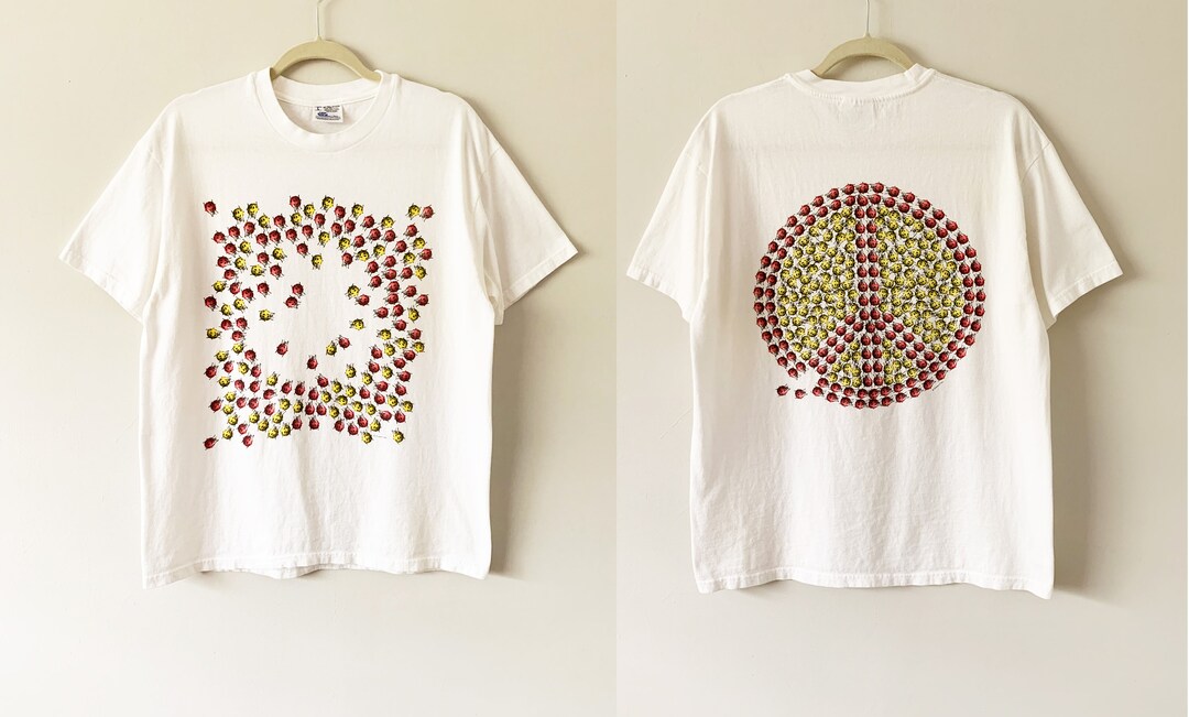 Vintage 90s Human-i Tees Ladybugs Peace Sign Front Back Graphic T-shirt ...