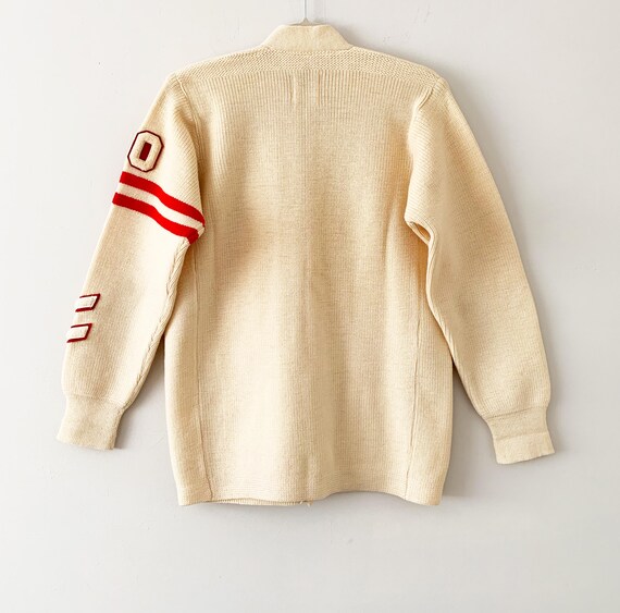 Vintage 50s/60s Ivory Letterman Varsity Wool Cardigan… - Gem