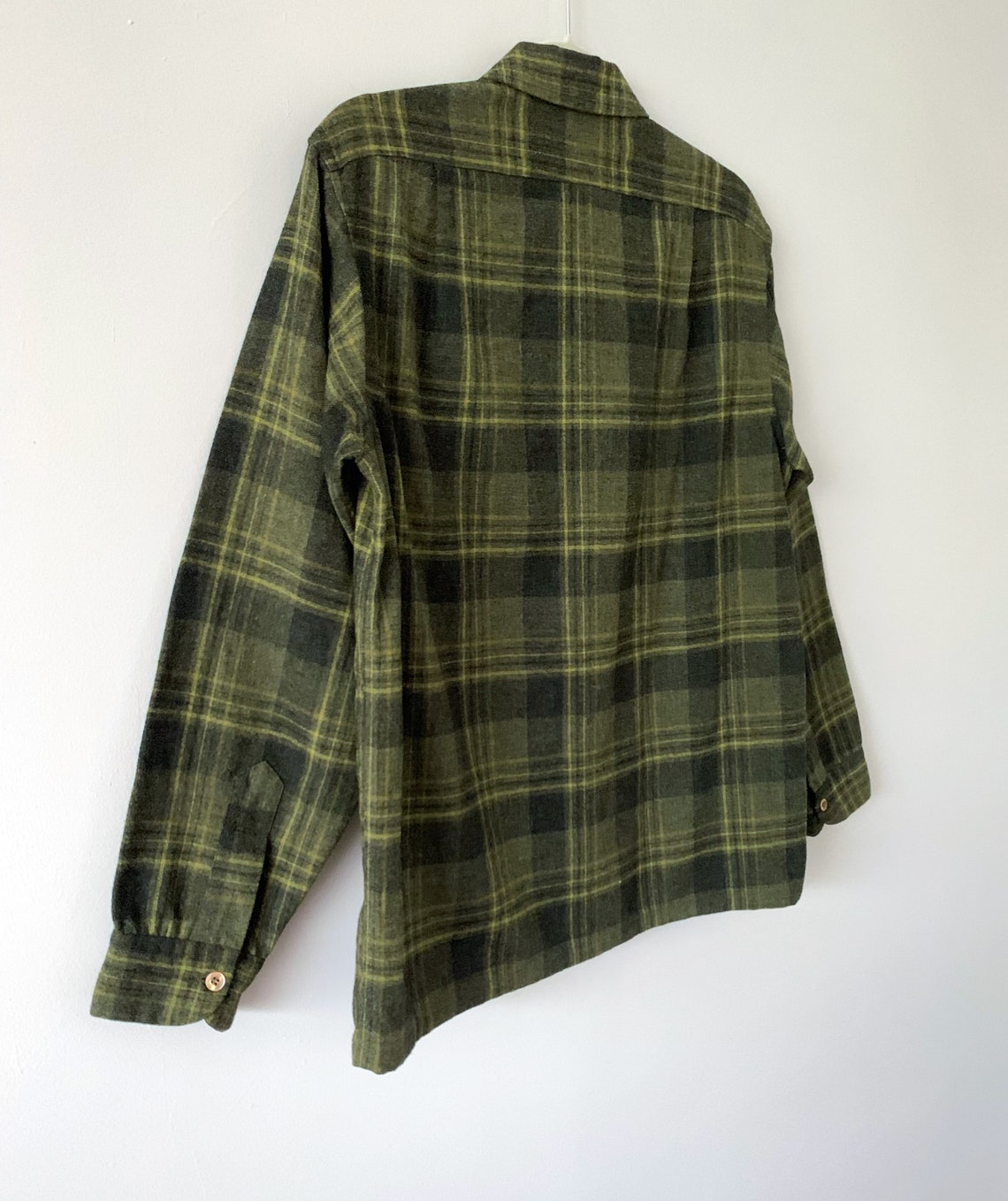 Vintage 60s Pendleton Wool Forest Green Earthtone Plaid Button Down Shirt Made in USA - Etsy