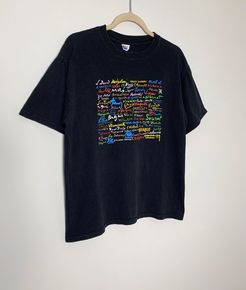 Vintage 90s Famous Artist Signatures Colorful Graphic Black T-shirt - Etsy