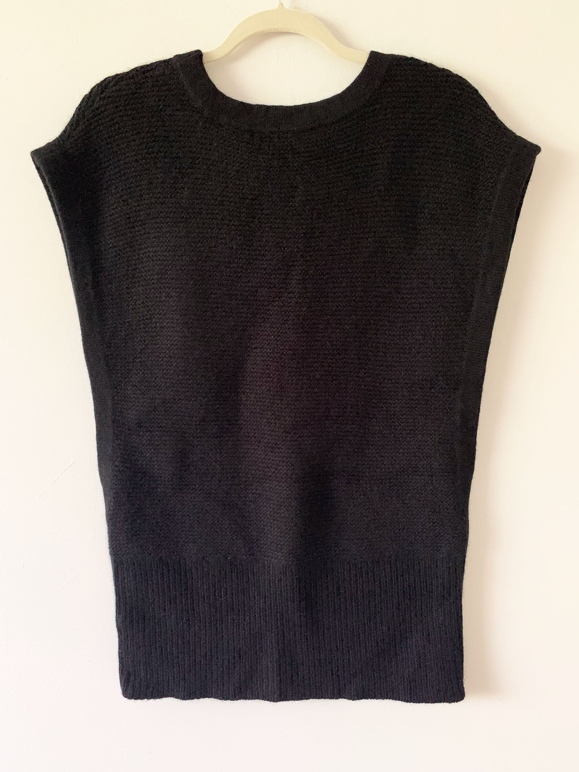 Early 2000s Black Cashmere V-neck Sweater Vest Button Closure on Each ...