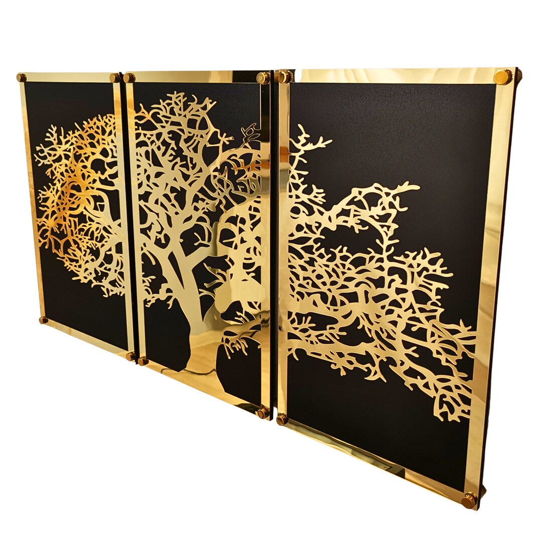 Gold Tree of Life Wall Decor Wooden Wall Art Large 3D Wall Deco Wall ...