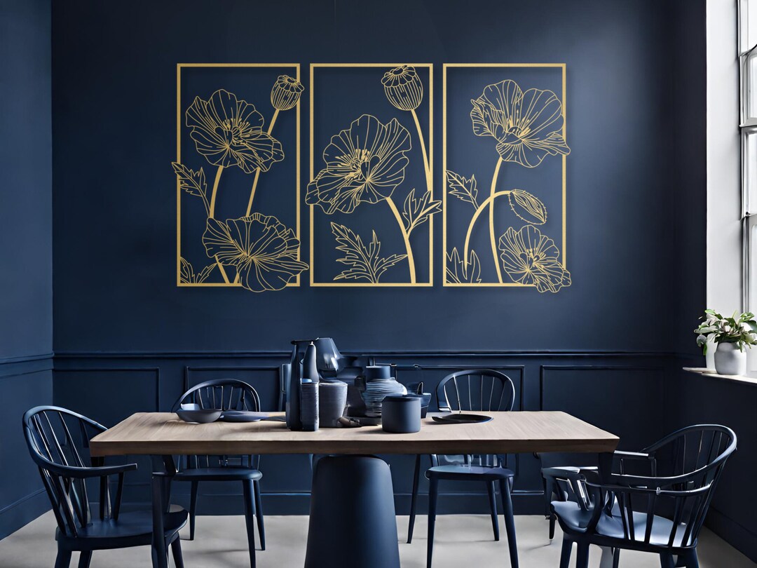 Poppy Seeds Flower Wall Decor, 3D Horizontal Flower Wall Art, Floral ...