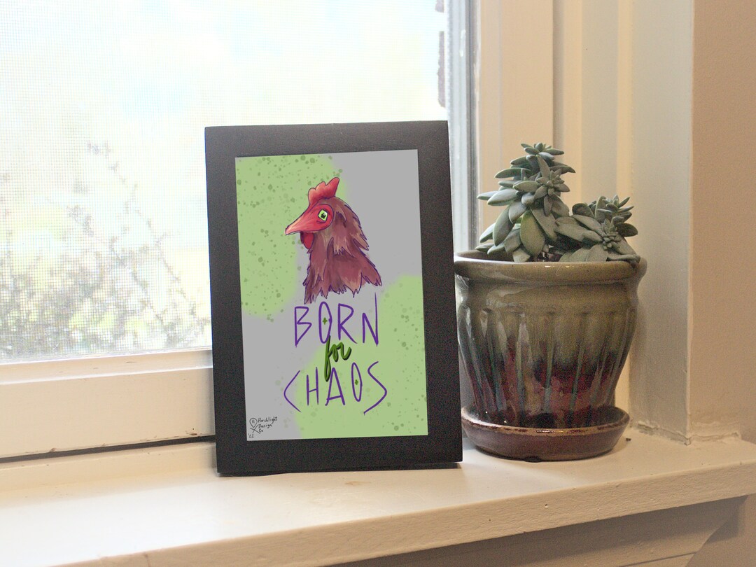 Chaos Chicken | Funny Rooster Painting Mini Print - Etsy