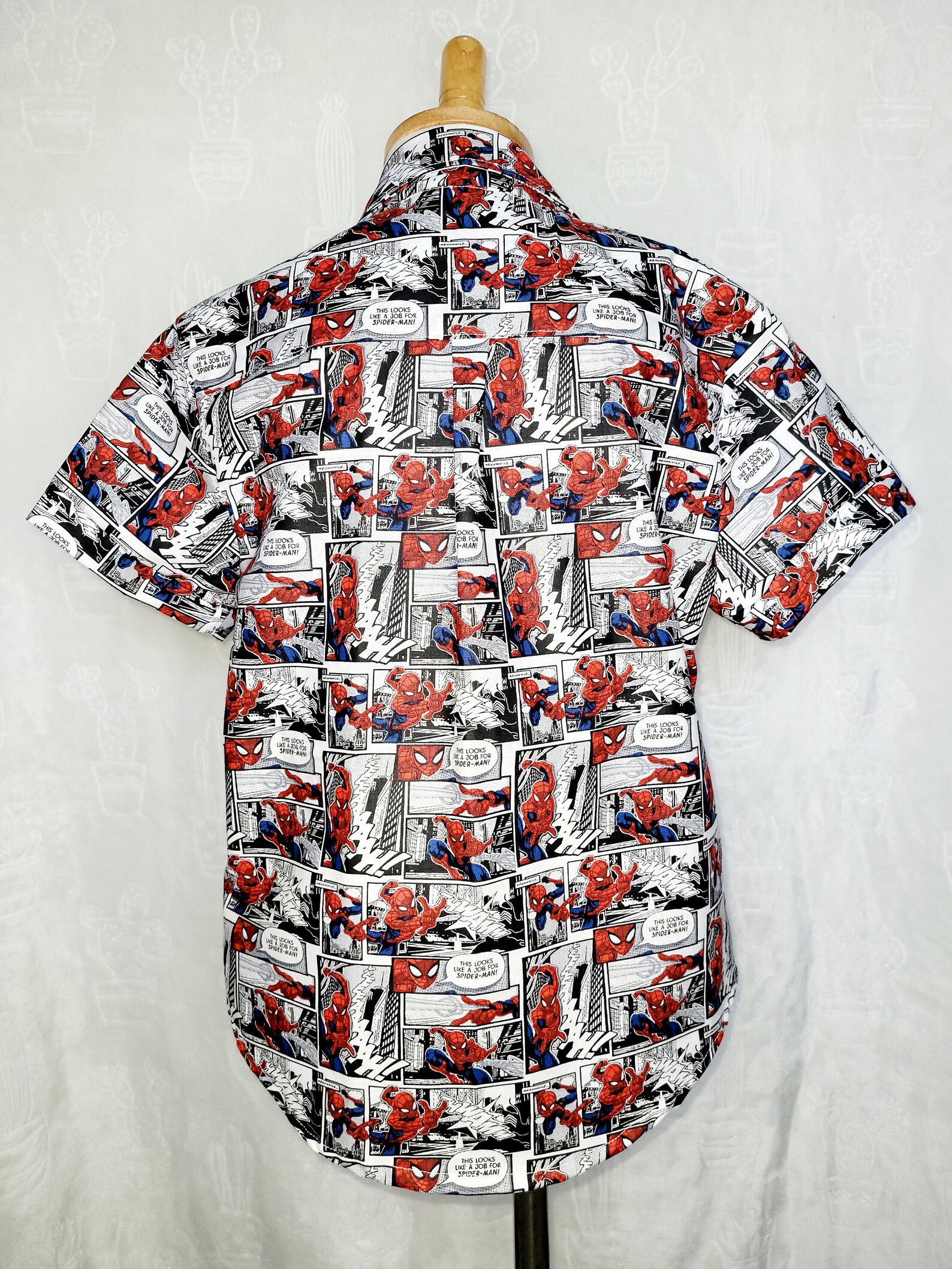 Spider-man Button Down Collared Shirt Size 2t-8 | Etsy