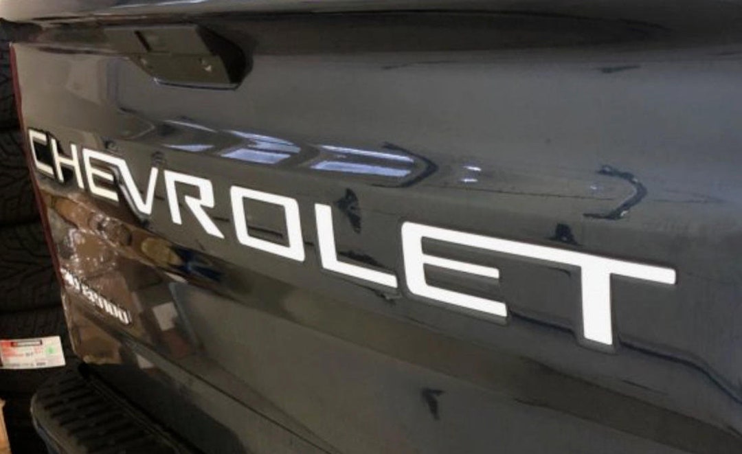 White Raised Tailgate Letters Chevrolet Silverado 2019-2024 Inserts - Etsy