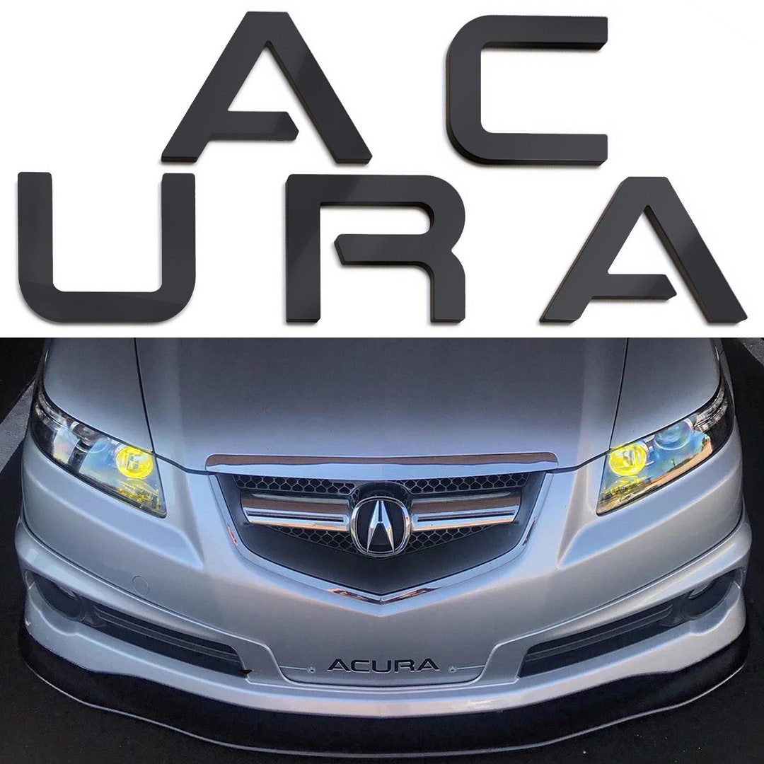 Matte Black Raised Plastic Letters Inserts Acura TL 2004-2008 Front ...