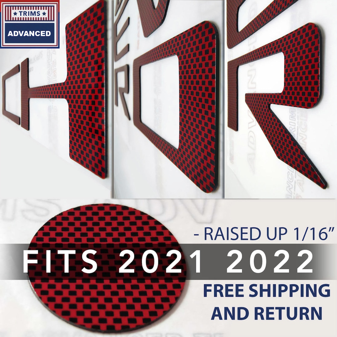 RED CARBON Raised Plastic Tailgate Letters Inserts Chevrolet Colorado ...