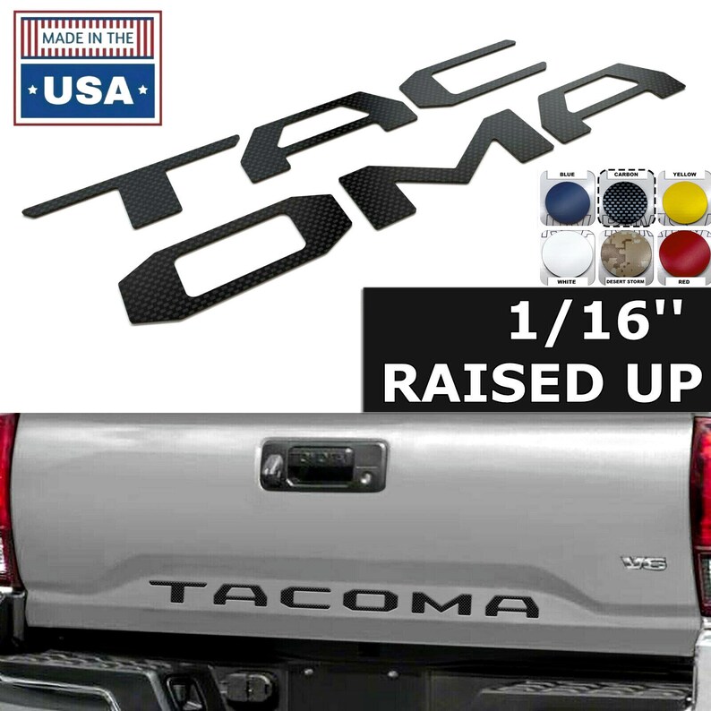Carbon Raised Plastic Letters Inserts Toyota Tacoma 2016-2023 Tailgate ...