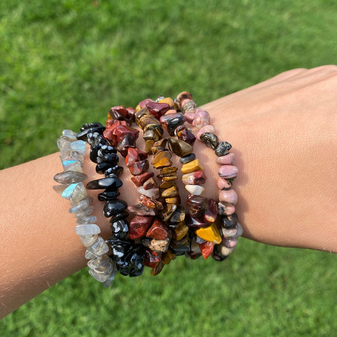 Gemstone Chip Bracelets 6 Color Choices - Etsy
