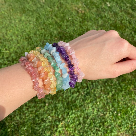 Gemstone Chip Bracelets 7 Color Choices | Etsy