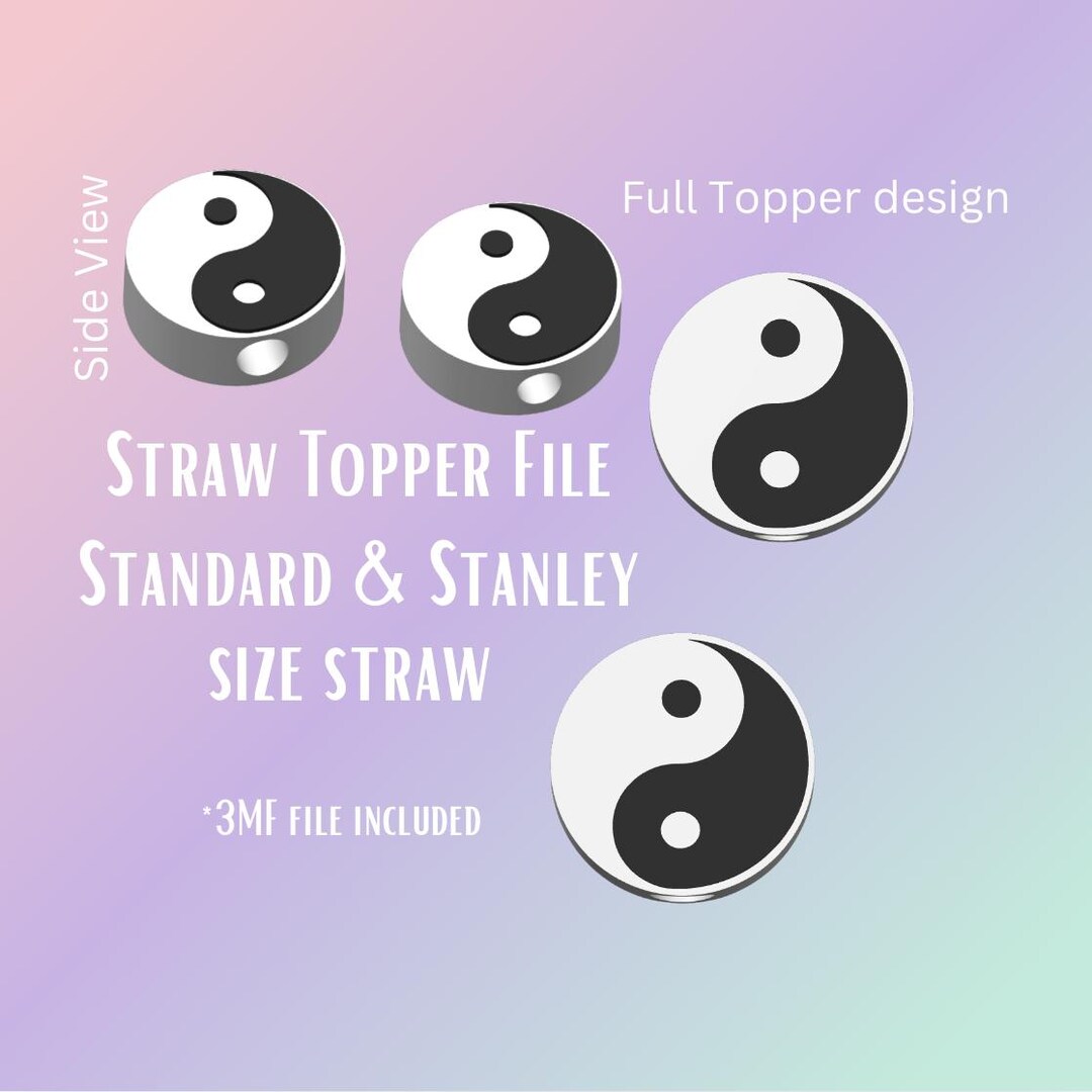 Ying Yang Straw Topper Digital File | Fits Standard & Stanley Straws ...