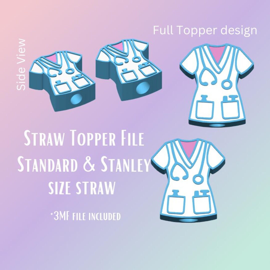 Scrub Straw Topper 3d-print File | Fits Standard & Stanley Straws | Pre ...