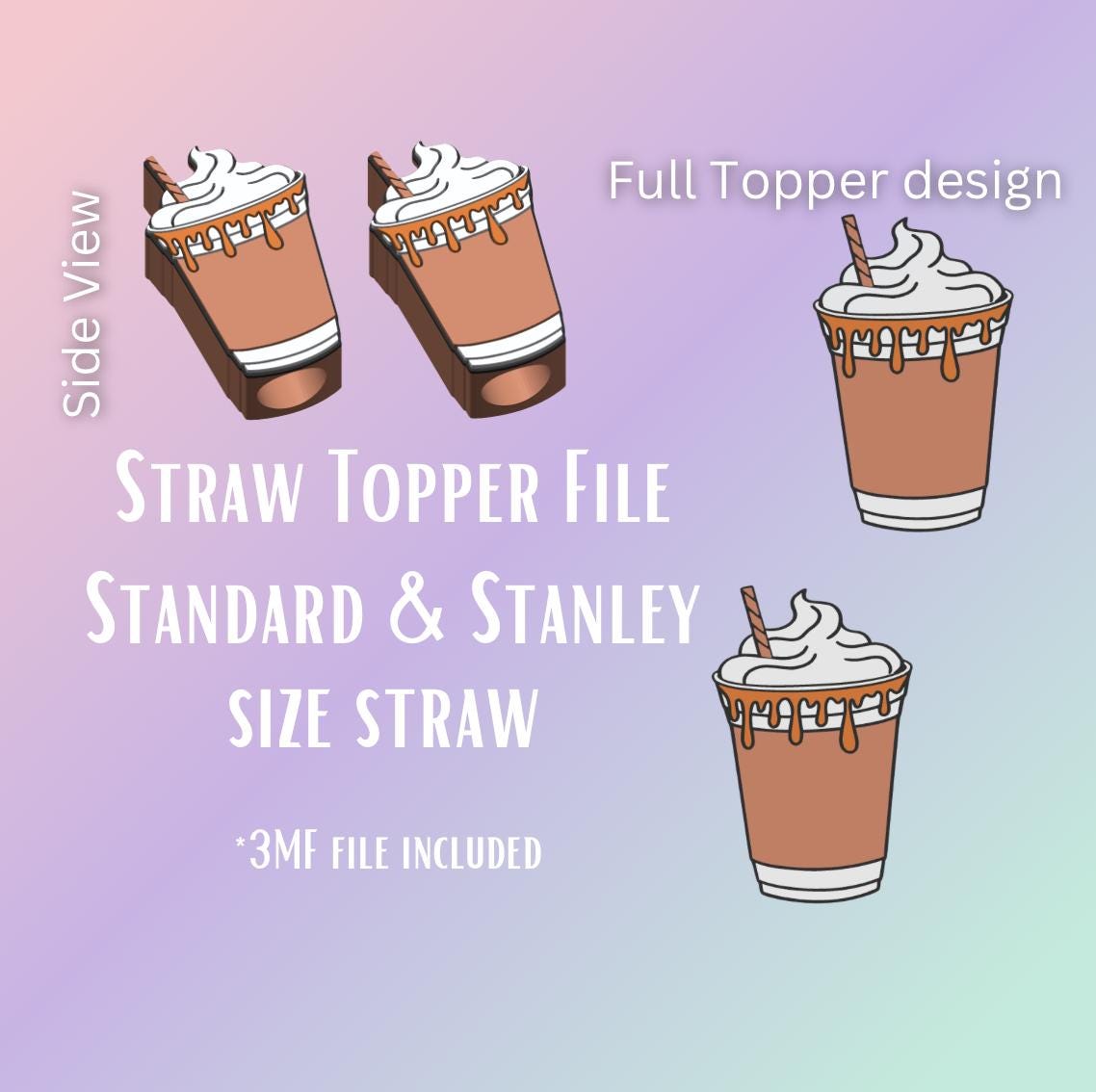 Frozen Coffee* Straw Topper Digital File | Fits Standard & Stanley ...